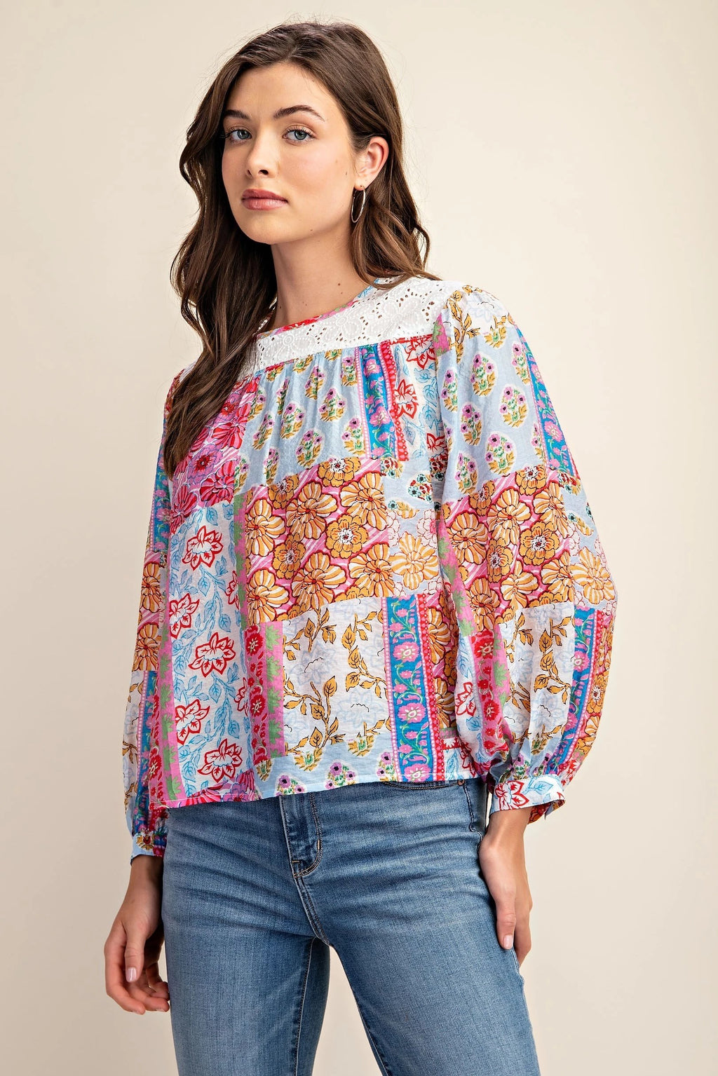 S80337 - Mixed Print Blouse – STYLE USA