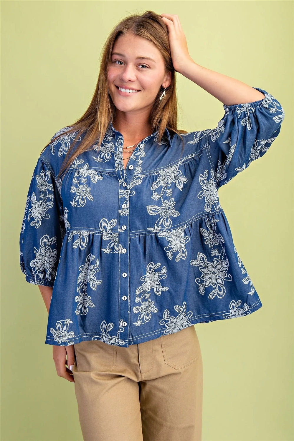 S91316 - Textured Floral Print Blouse – STYLE USA